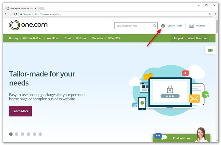 Se connecter au panneau de configuration – Aide | One.com