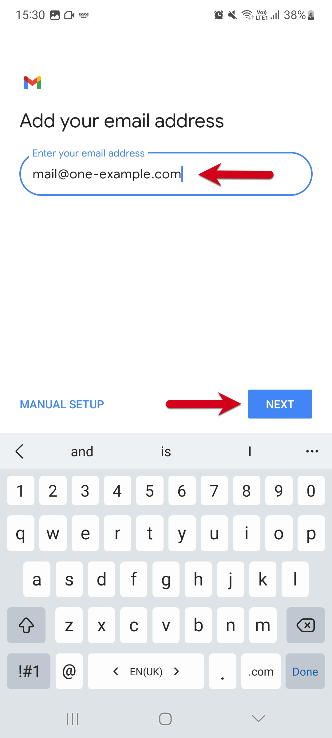 Setting up email in Gmail on Android – Support | one.com