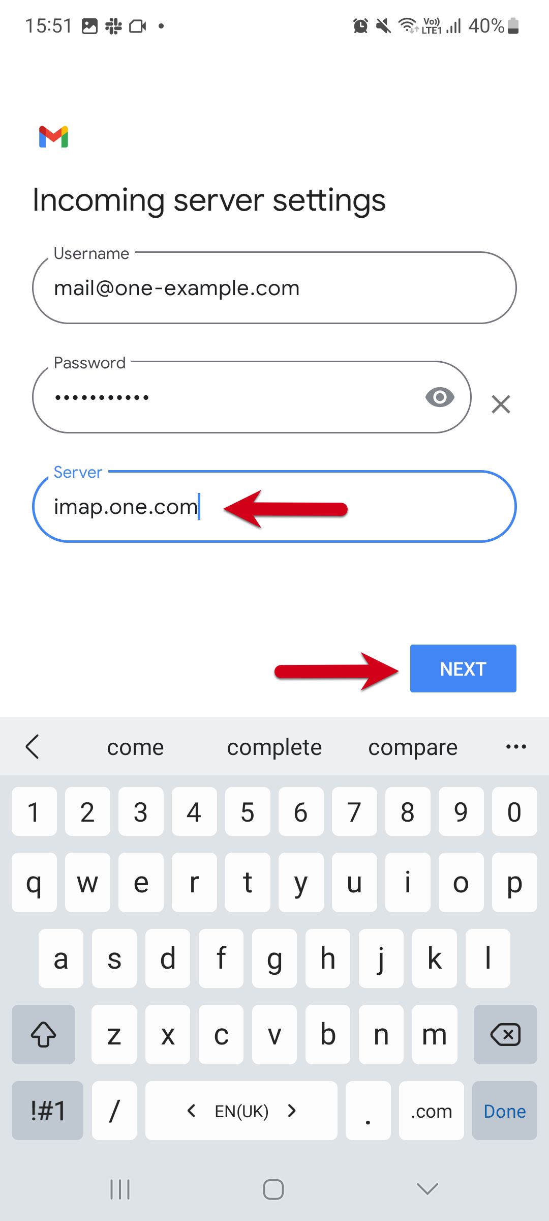 Setting up email in Gmail on Android – Support | one.com