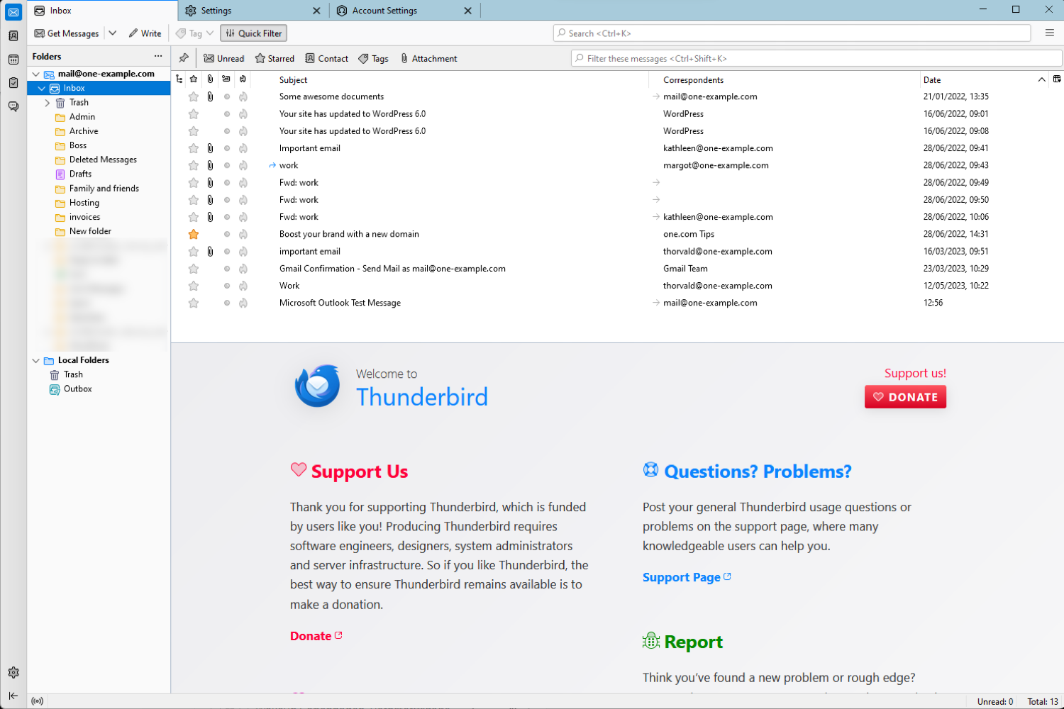 Setting up mail in Thunderbird for Windows – Support | one.com
