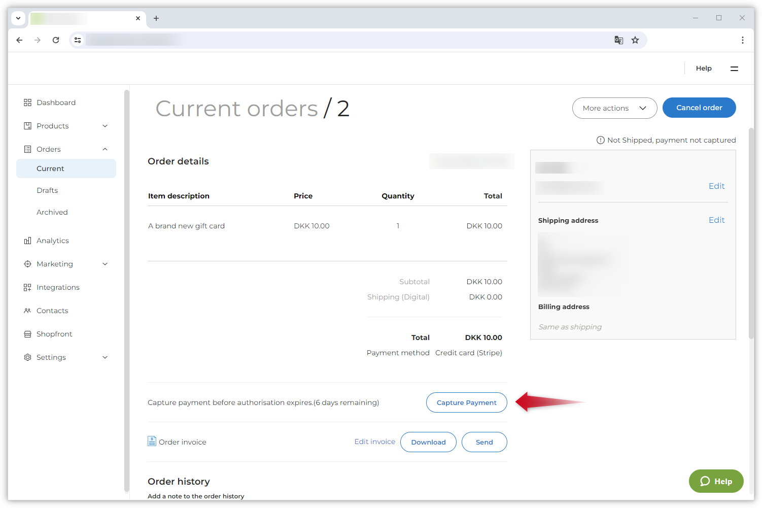 How do I manually capture a credit card payment? – Support | one.com