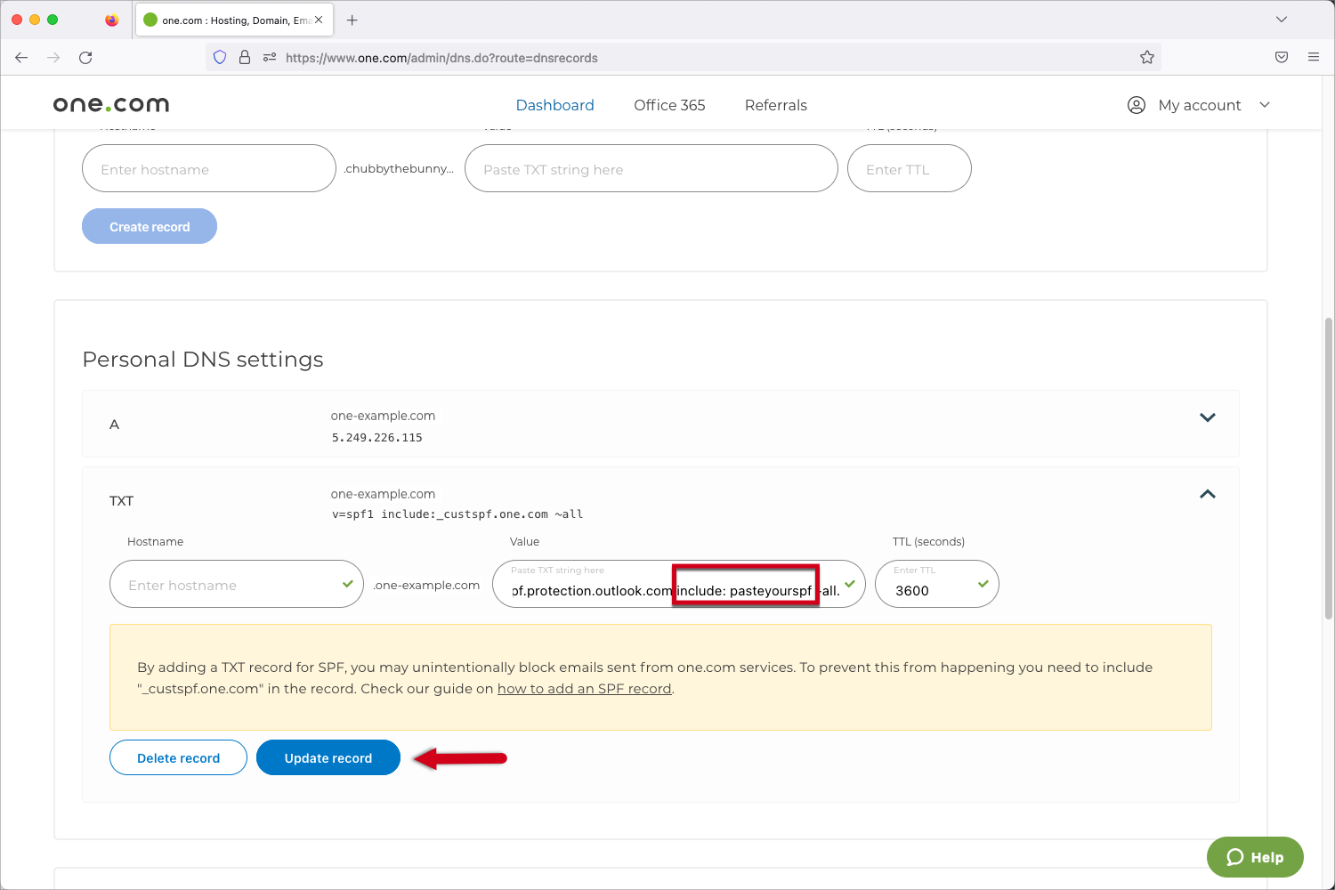 How to edit SPF records to enable Exchange – Support | one.com