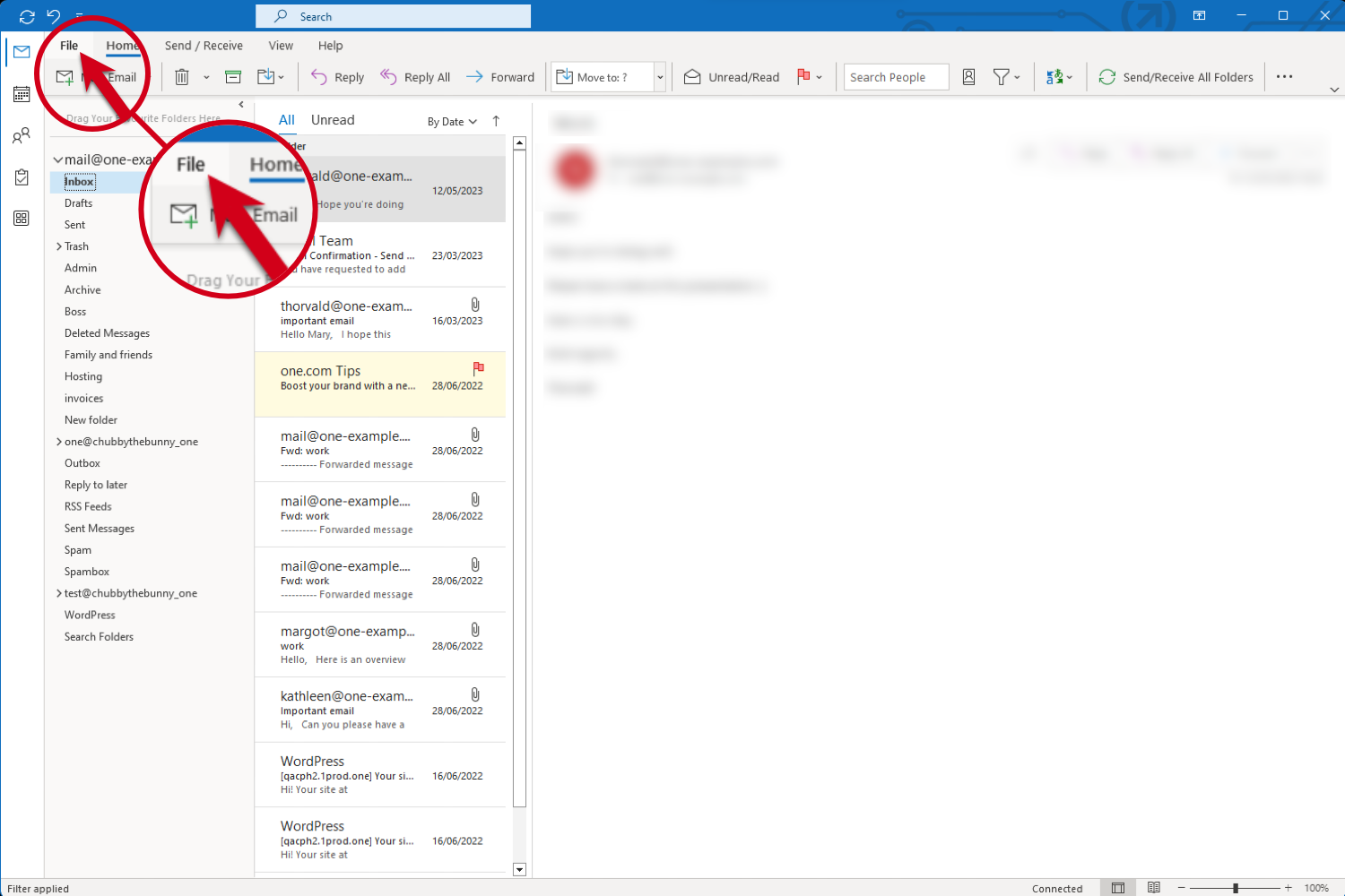 Var hittar jag serverinställningarna i Outlook? – Support | one.com