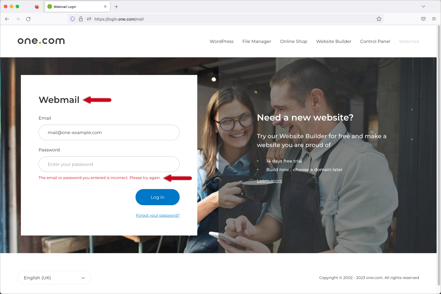 Varför kan jag inte logga in på Webbmailen? – Support | one.com