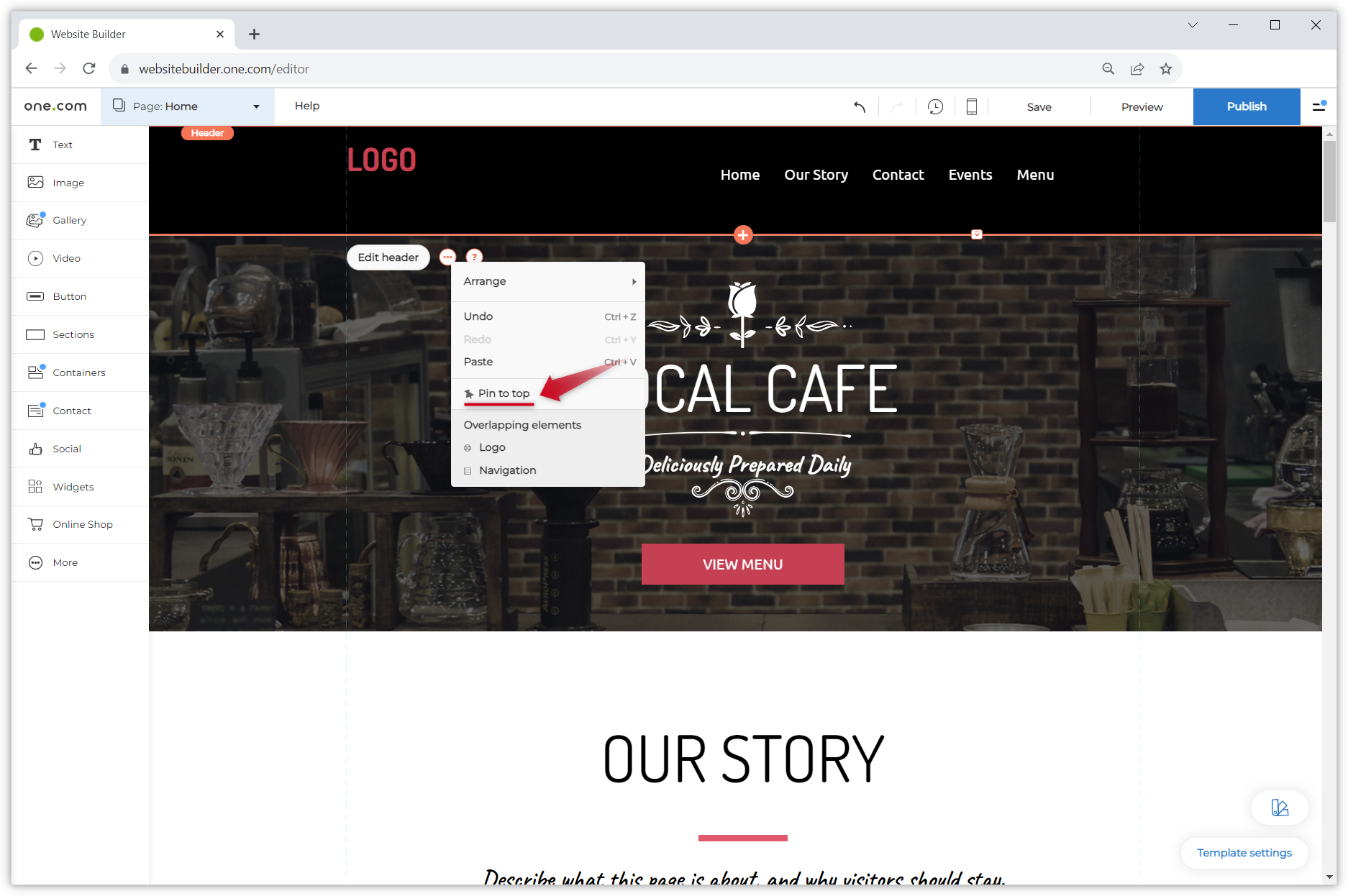How do I convert my multipage Website Builder site into a one-page ...