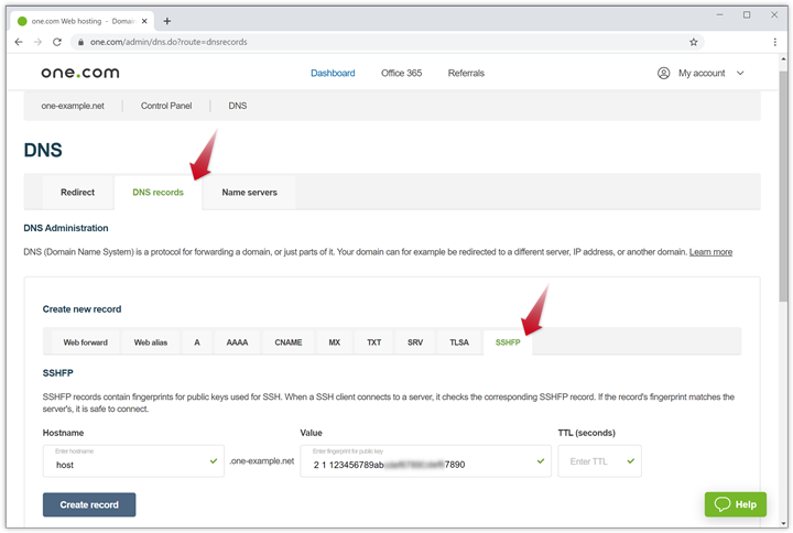 ¿Cómo puedo crear un registro SSHFP? – Asistencia | one.com