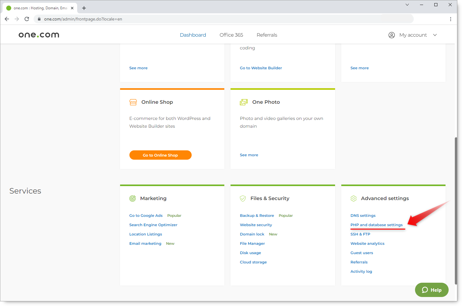 Update the password for your database – Support | one.com