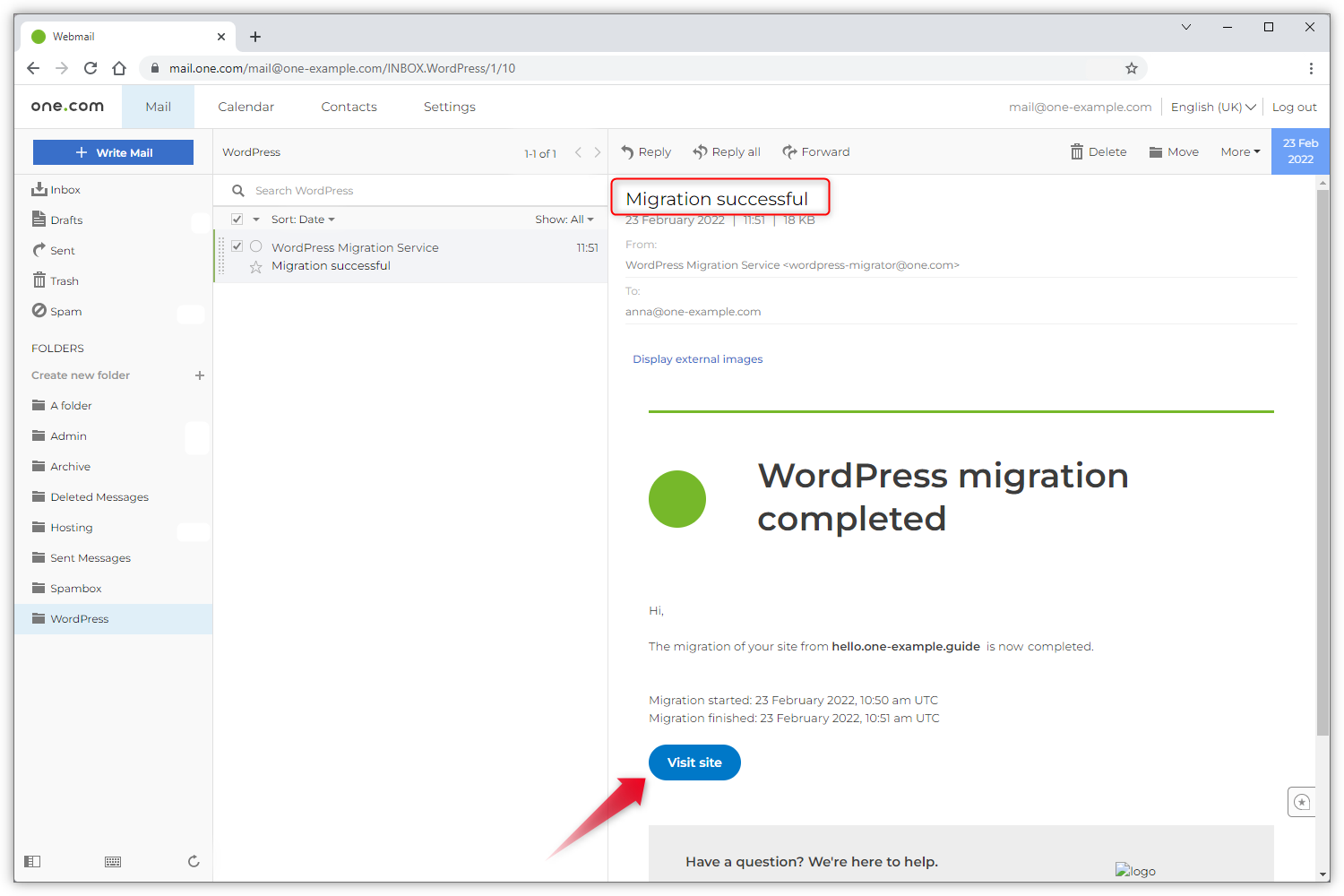 Using 1-click WordPress migration – Support | one.com
