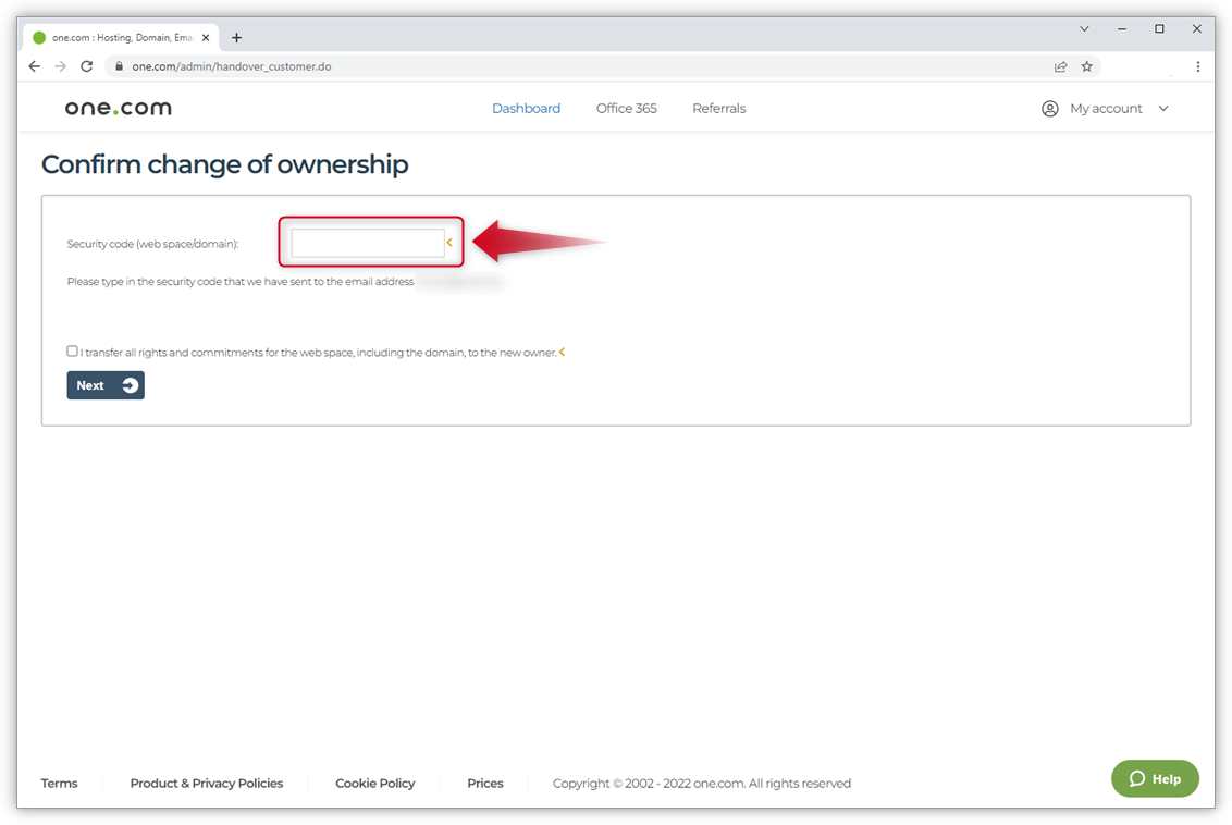 Change the owner of your web space and domain – Support | one.com